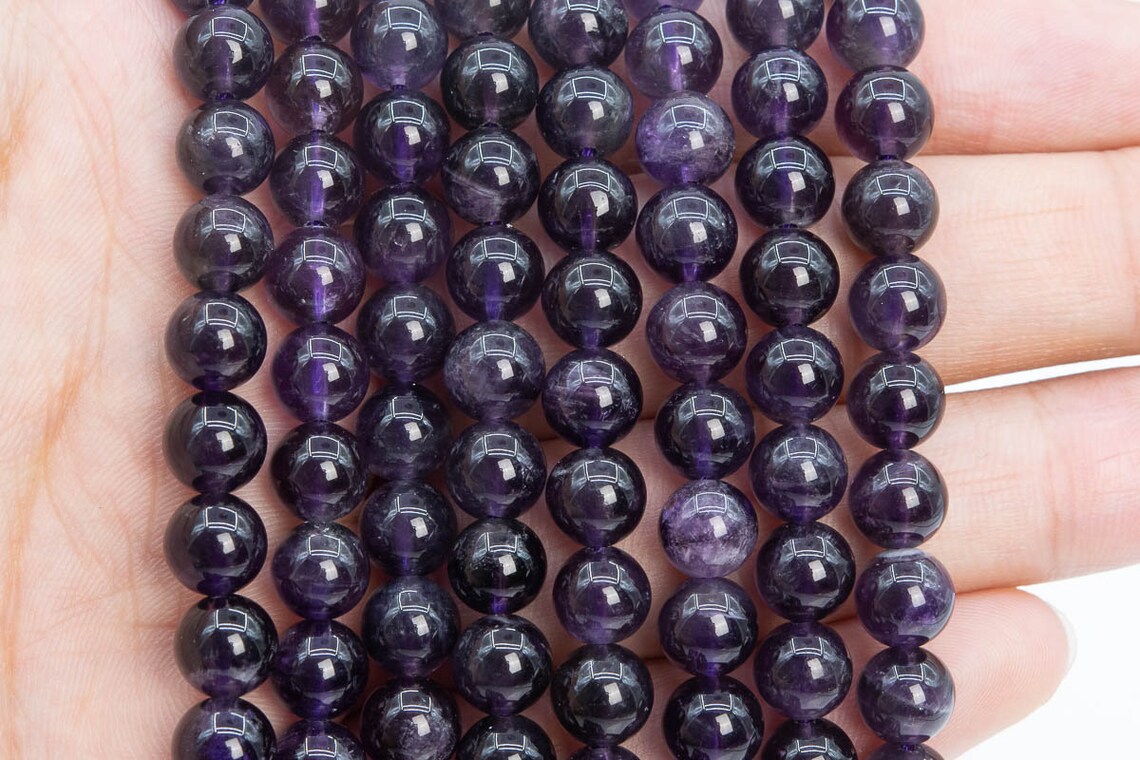8MM Deep Purple Amethyst Beads Grade A Genuine Natural Gemstone Round ...