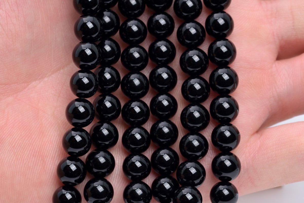 Black Agate Beads Grade AAA Genuine Natural Gemstone Round - Etsy