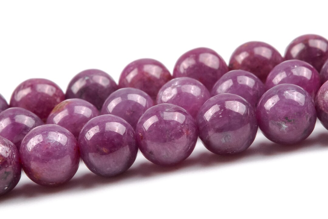 6-7MM Purple Red Ruby Beads Grade AA Genuine Natural Gemstone Round ...