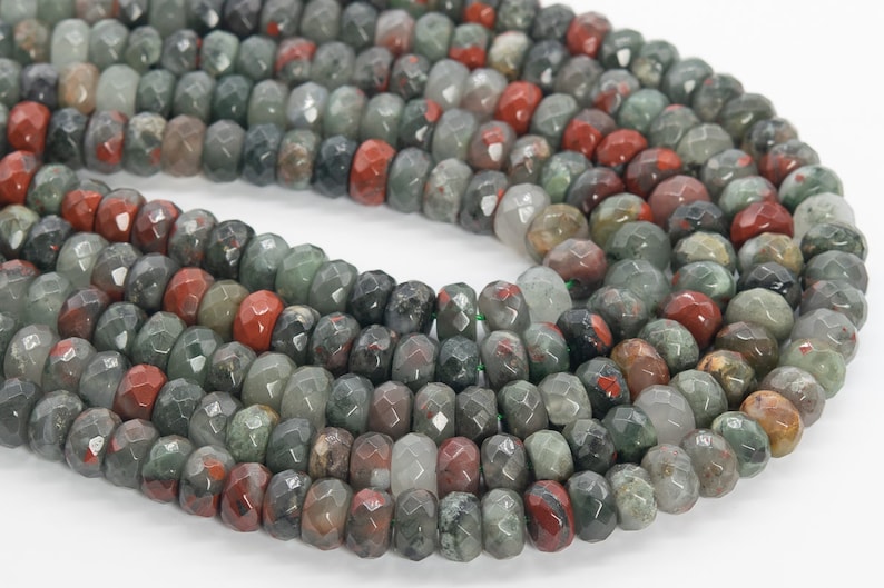 10x6mm Gray & Red Blood Stone Beads Grade AAA Genuine Natural Gemstone ...