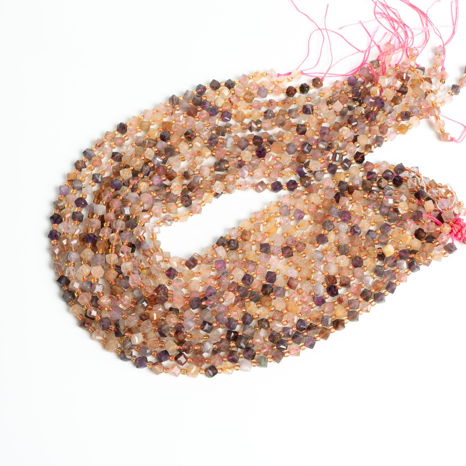 6MM Multicolor Rutilated Quartz Beads Grade AA Genuine Natural Gemstone ...