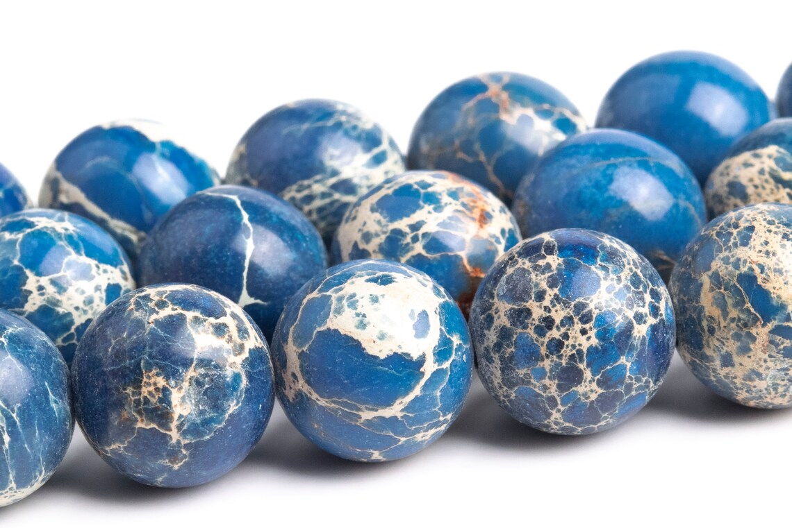 10MM Ocean Blue Imperial Jasper Beads Grade AAA Natural Gemstone Half ...