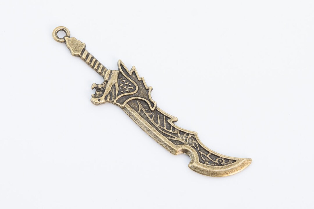 15x66mm Broadsword Charm Double Side Antique Bronze Tone Zinc Alloy ...
