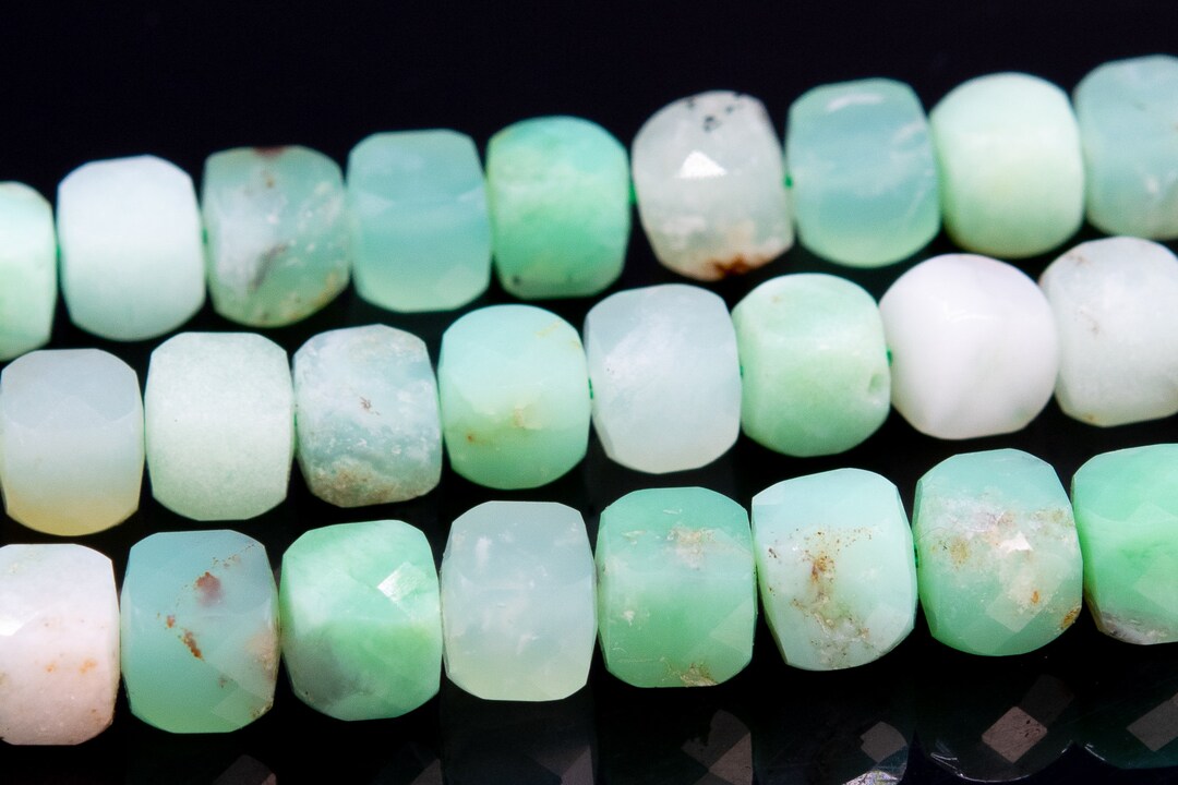 6MM Chrysoprase / Australian Jade Beads Faceted Cube Grade AA Genuine ...