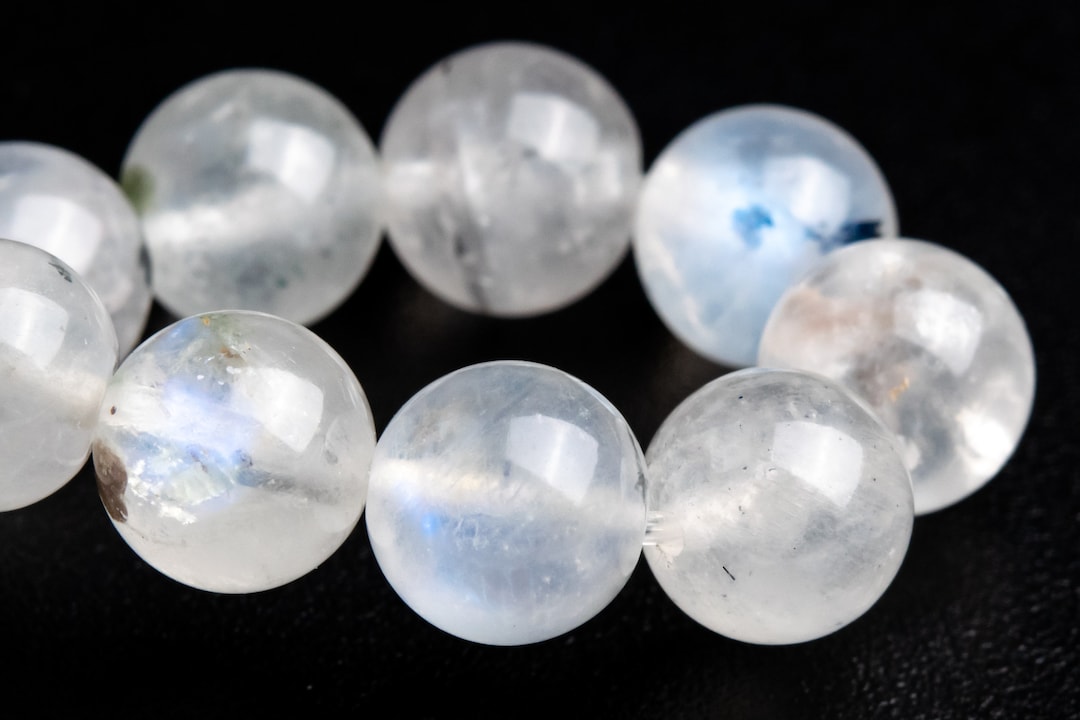 ONLY ONE 7-8MM Transparent Rainbow Moonstone Tourmaline Inclusions ...