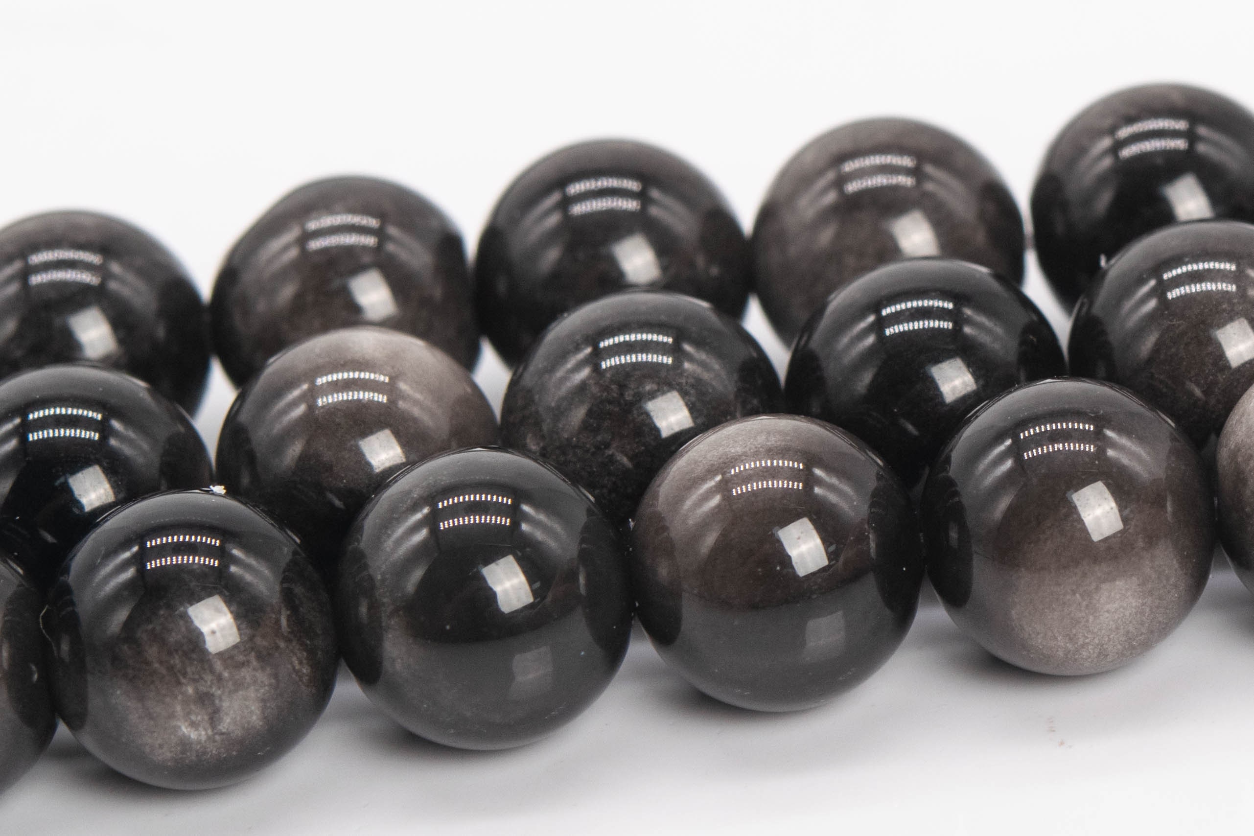 Silver Obsidian Beads Grade AAA Genuine Natural Gemstone Round | Etsy