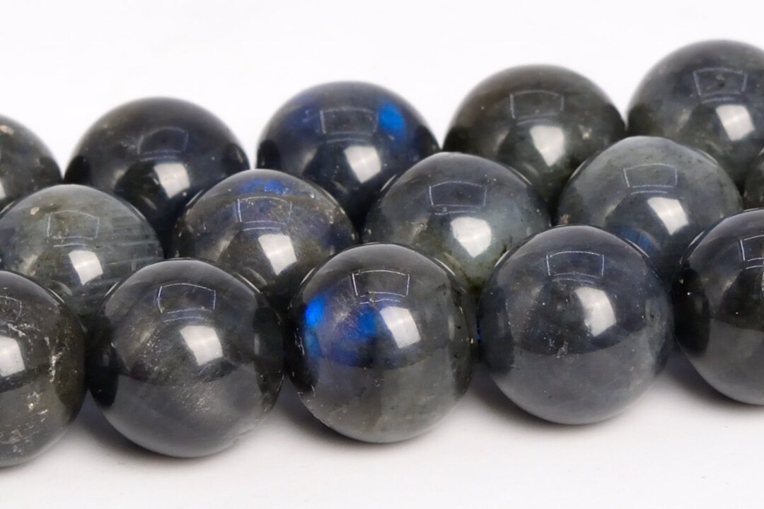 11MM Deep Gray Labradorite Beads Madagascar Grade AB Genuine Natural ...