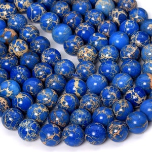 12MM Ocean Blue Imperial Jasper Beads Grade AAA Natural Gemstone Half ...