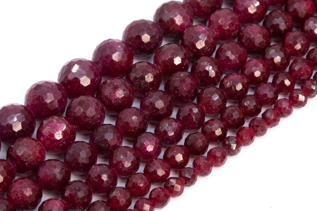 Red Ruby Beads Grade AA Gemstone Micro Faceted Round Loose Beads 6MM ...