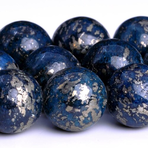 12MM Deep Blue Pyrite Beads Grade AAA Natural Gemstone Round - Etsy