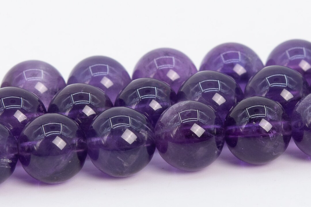 Purple Amethyst Beads Genuine Natural Grade AAA Gemstone Round Loose ...