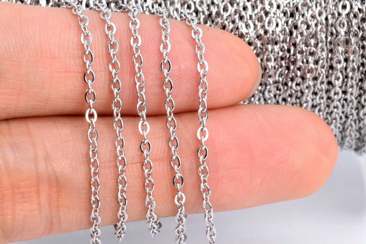 2MM Cable Silver Chain 36 Inches / 1 YD Stainless Steel Chains for ...