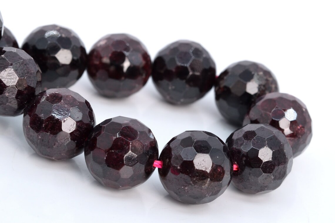 Wine Red Garnet Beads Grade A+ Genuine Natural Gemstone Micro Faceted ...