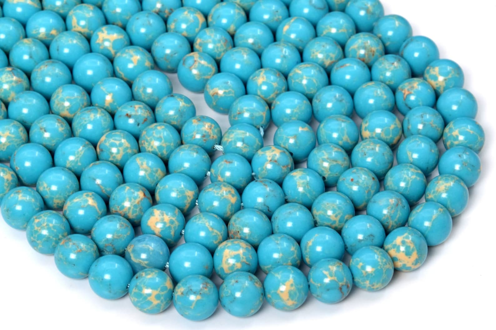 12MM Sky Blue Imperial Jasper Beads Grade AAA Natural Gemstone Full ...