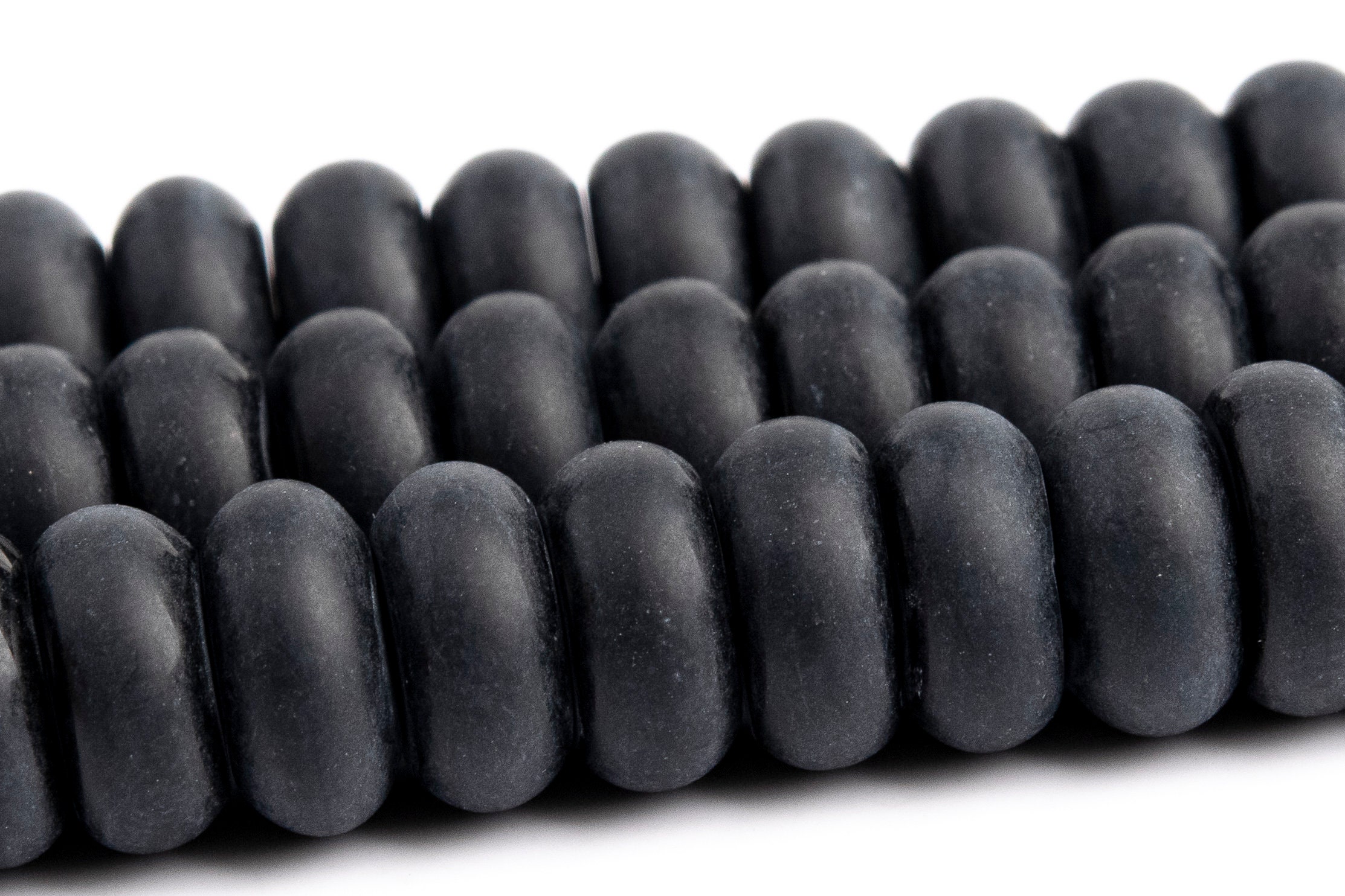 Matte Black Agate Beads Grade AAA Genuine Natural Gemstone Rondelle ...