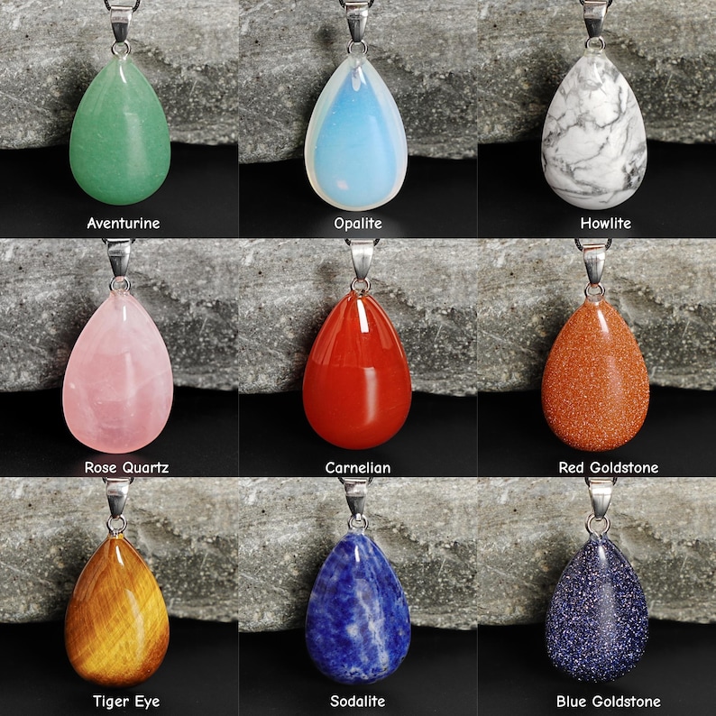 Grade AA Genuine Natural Teardrop Gemstone Pendant, 32X20X10MM ...