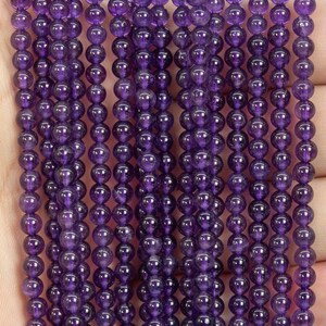 4MM Purple Amethyst Beads Grade AA Genuine Natural Gemstone Round Loose ...