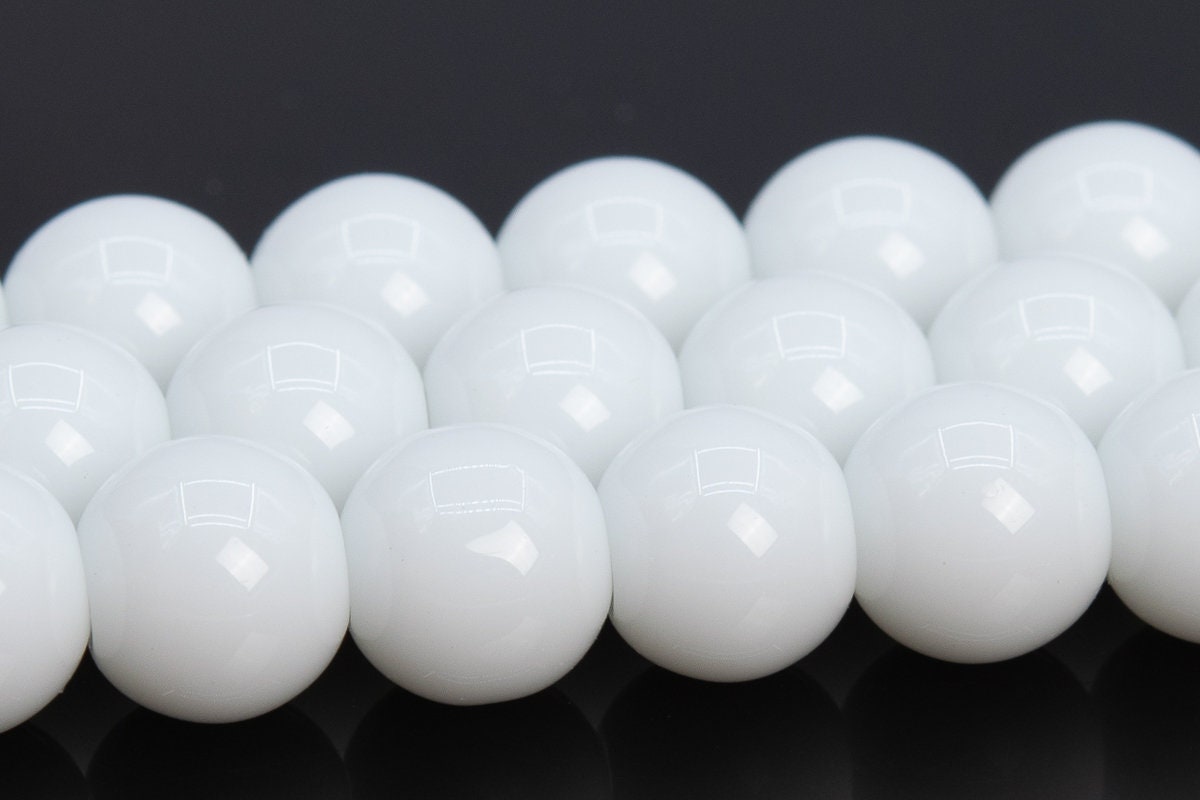 Snow White Jade Beads Round Stone Loose Beads 4MM 6MM 8MM Bulk Lot ...