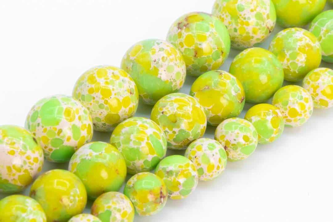 Lemon Yellow Green Imperial Jasper Beads Grade AAA Round Loose Beads ...