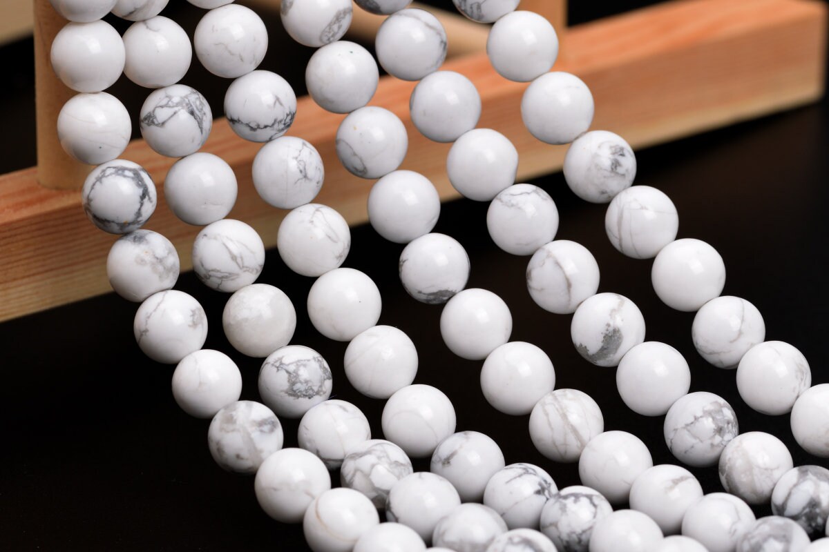 White Howlite Beads Grade AAA Genuine Natural Gemstone Round - Etsy