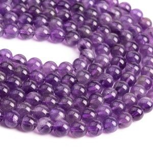 6MM Purple Amethyst Beads Grade A+ Genuine Natural Gemstone Round Loose ...