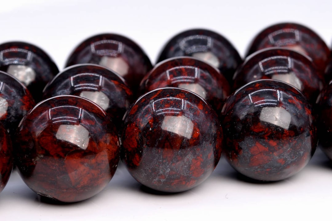 15-16MM Dark Red Brecciated Jasper Beads AAA Genuine Natural Gemstone ...