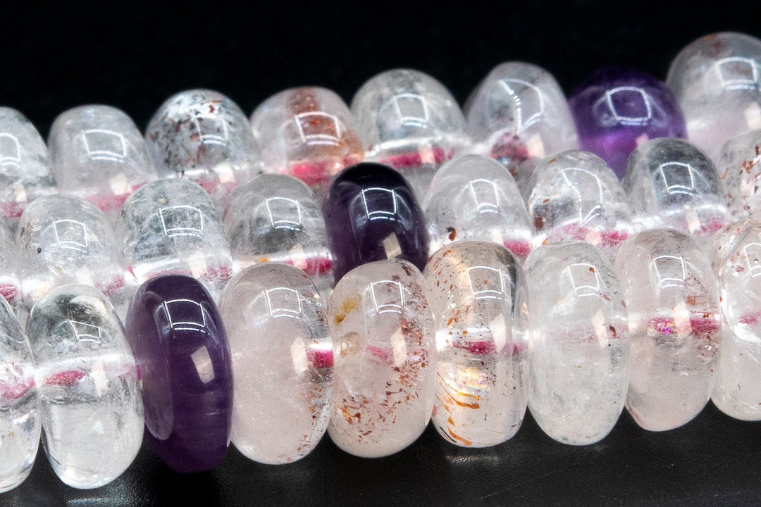 8x5mm Super Seven Beads Grade A+ Genuine Natural Gemstone Half Strand ...