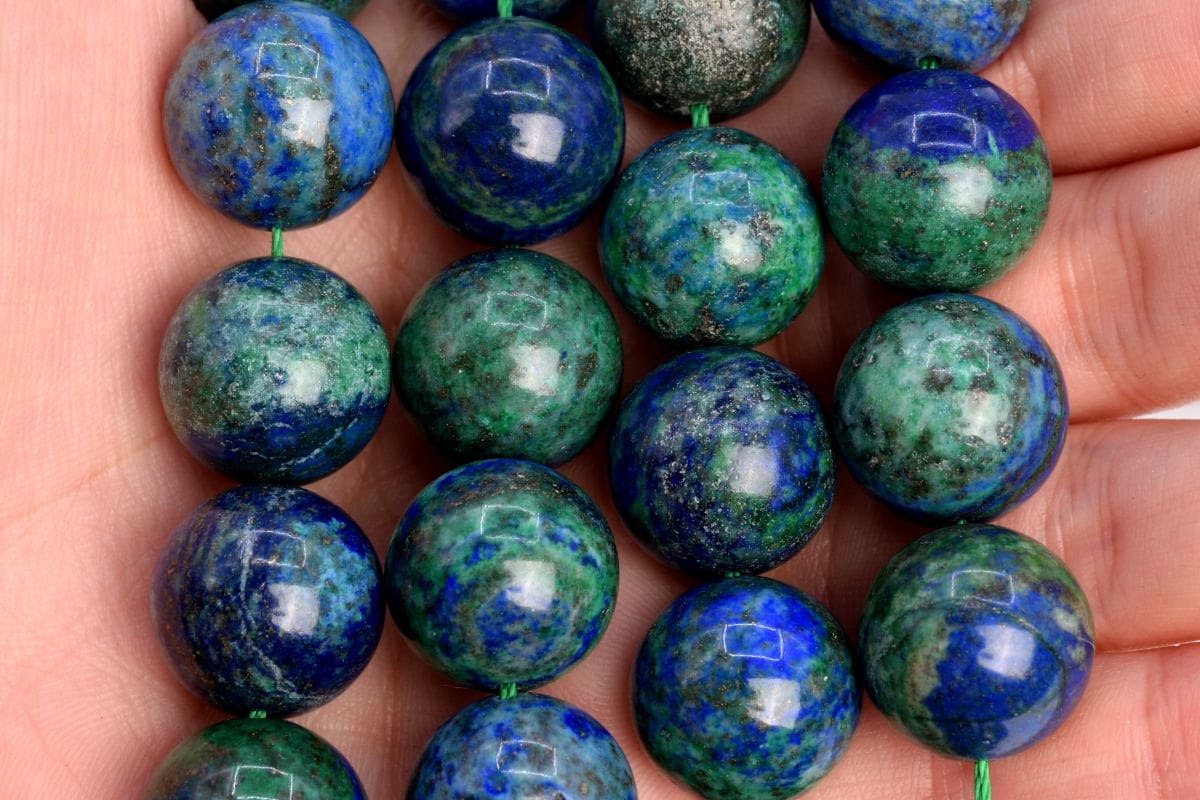15-16MM Azurite Beads Grade AAA Natural Gemstone Full Strand Round Loose Beads 15" BULK LOT 1,3 ...