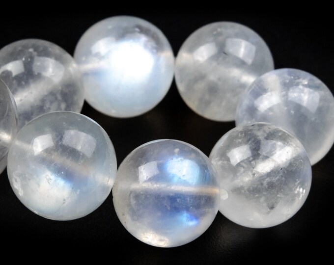 ONLY ONE 12-13MM Transparent Rainbow Moonstone Beads Bracelet Grade AA ...