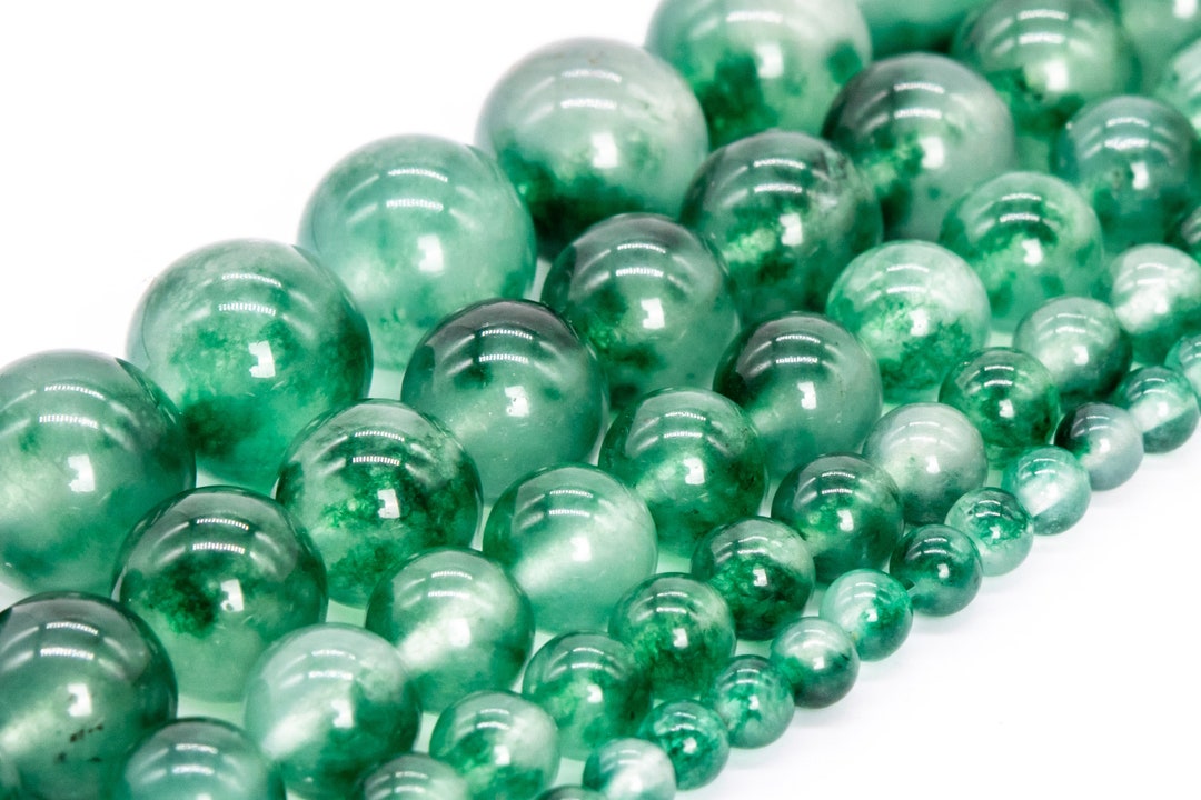 Forest Green Cloudy Malaysian Jade Beads Grade AAA Gemstone Round Loose ...