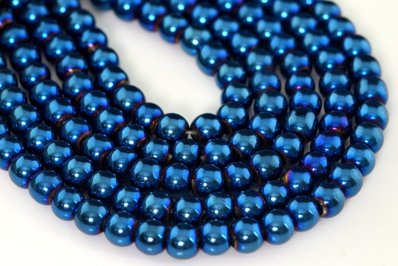 Blue Hematite Beads Grade AAA Natural Gemstone Round Loose - Etsy