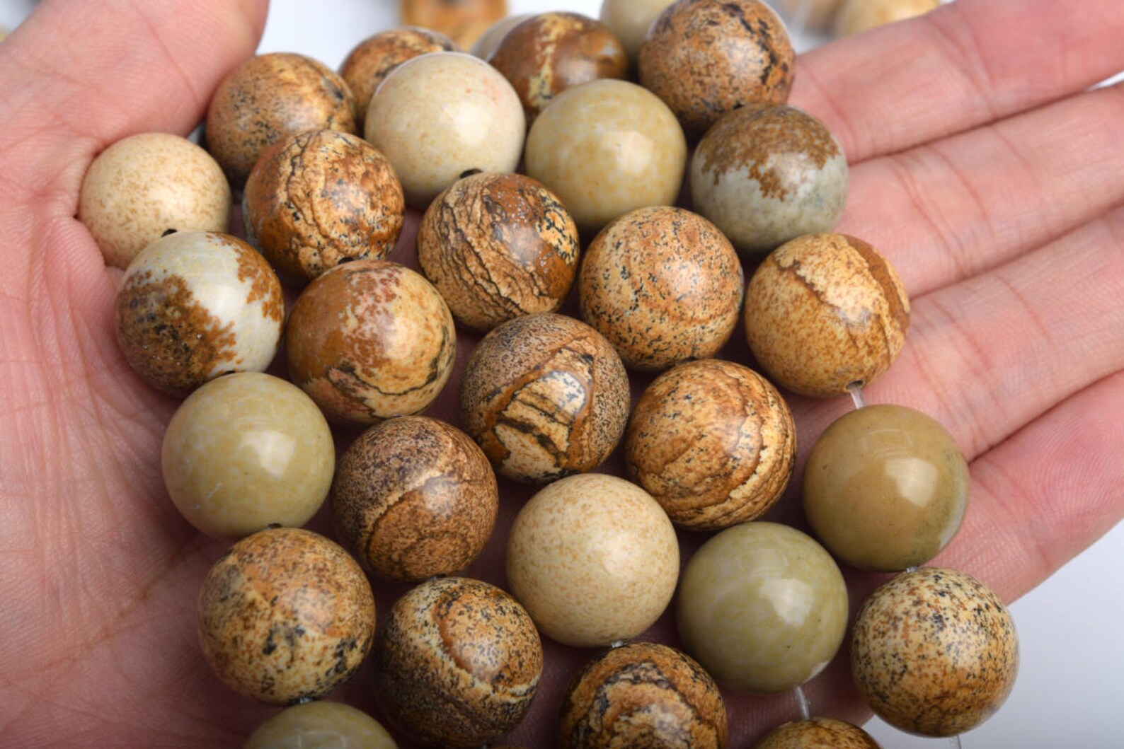 16MM Picture Jasper Beads Grade AAA Genuine Natural Gemstone Quarter ...