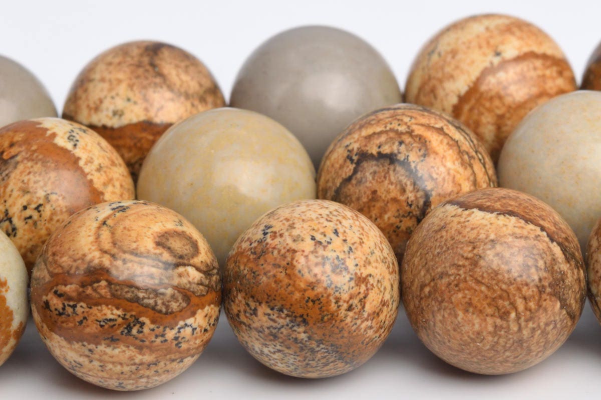16MM Picture Jasper Beads Grade AAA Genuine Natural Gemstone Quarter ...