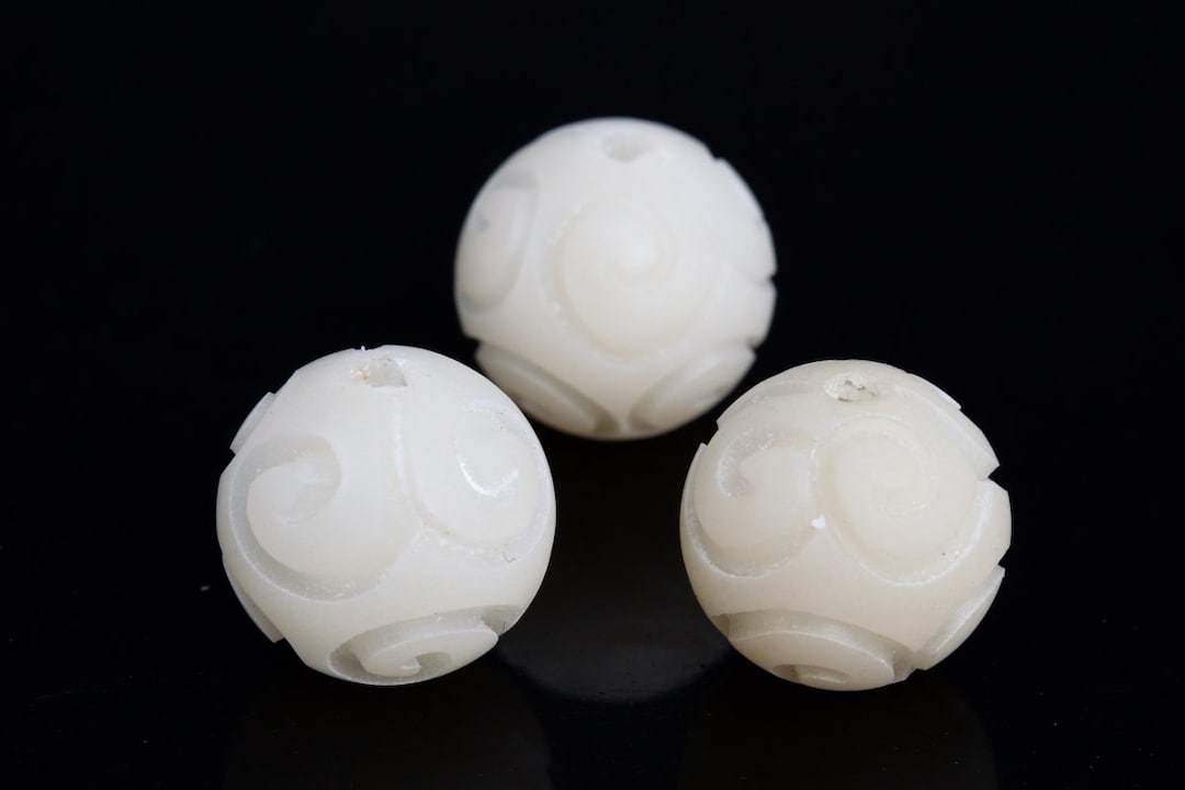 6 Pcs 10MM Natural Bodhi Root Handcrafted Beads Clouds Carved Round ...
