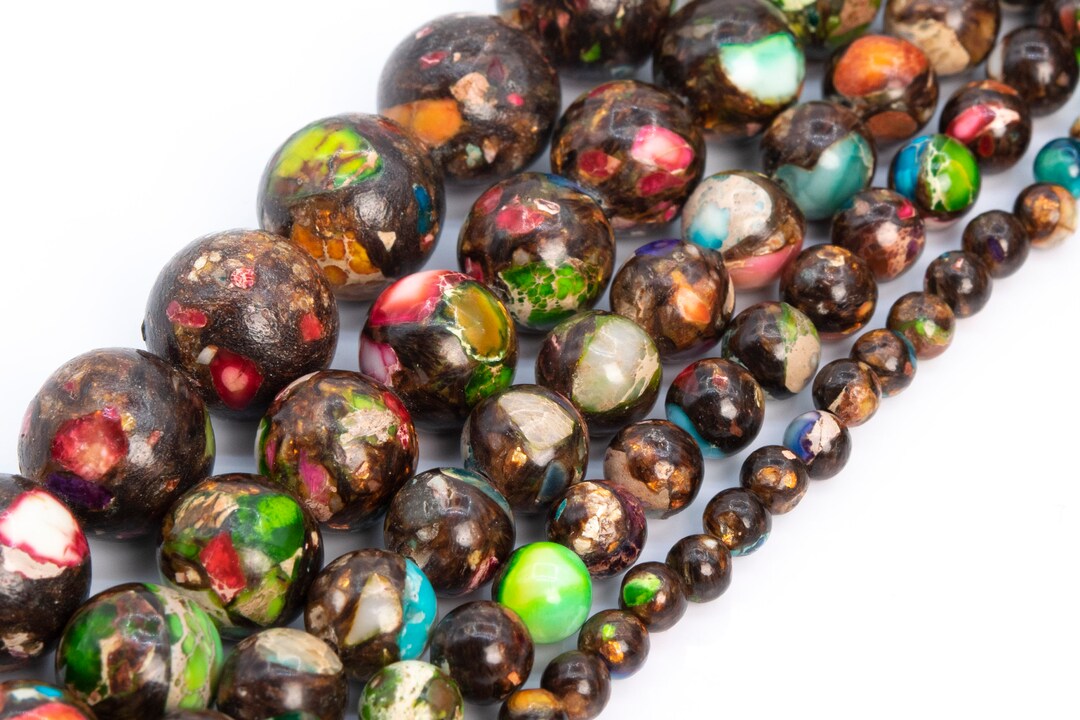 Multicolor Copper Bronze Imperial Jasper Beads Synthetic Grade AAA ...