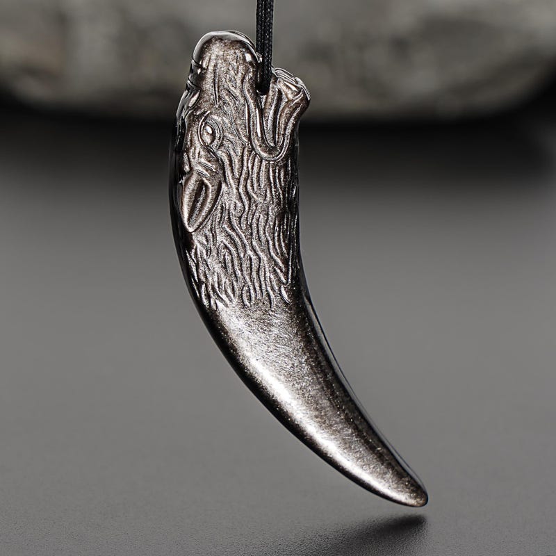 Wolf Tooth Necklace Obsidian - Etsy