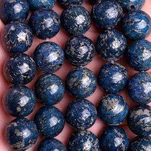 12MM Deep Blue Pyrite Beads Grade AAA Natural Gemstone Round Loose ...
