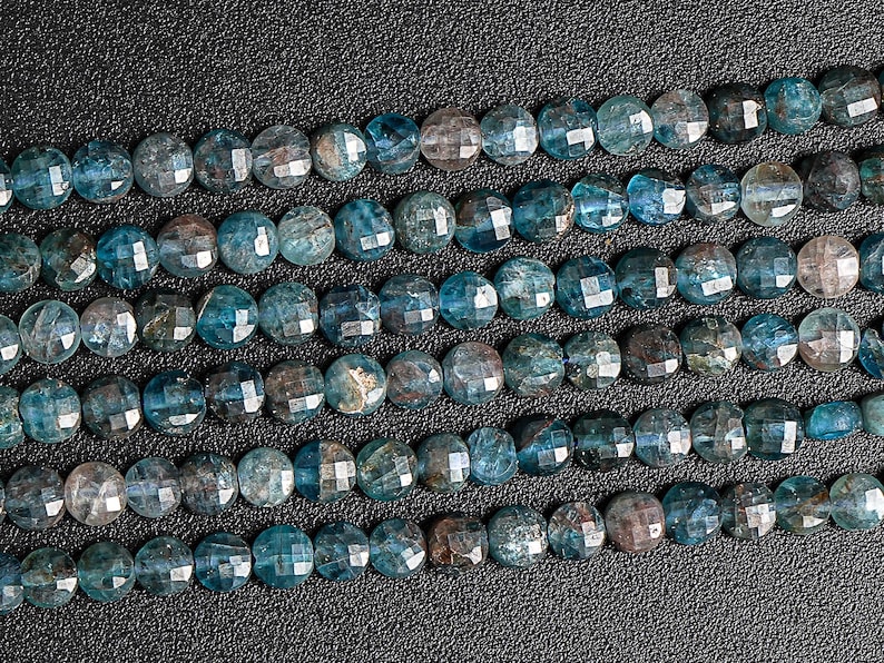 4x2mm Blue Apatite Beads Faceted Flat Round Button Genuine Natural ...