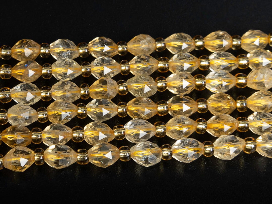 6MM Yellow Citrine Beads Grade AA Genuine Natural Gemstone Drum Barrel ...