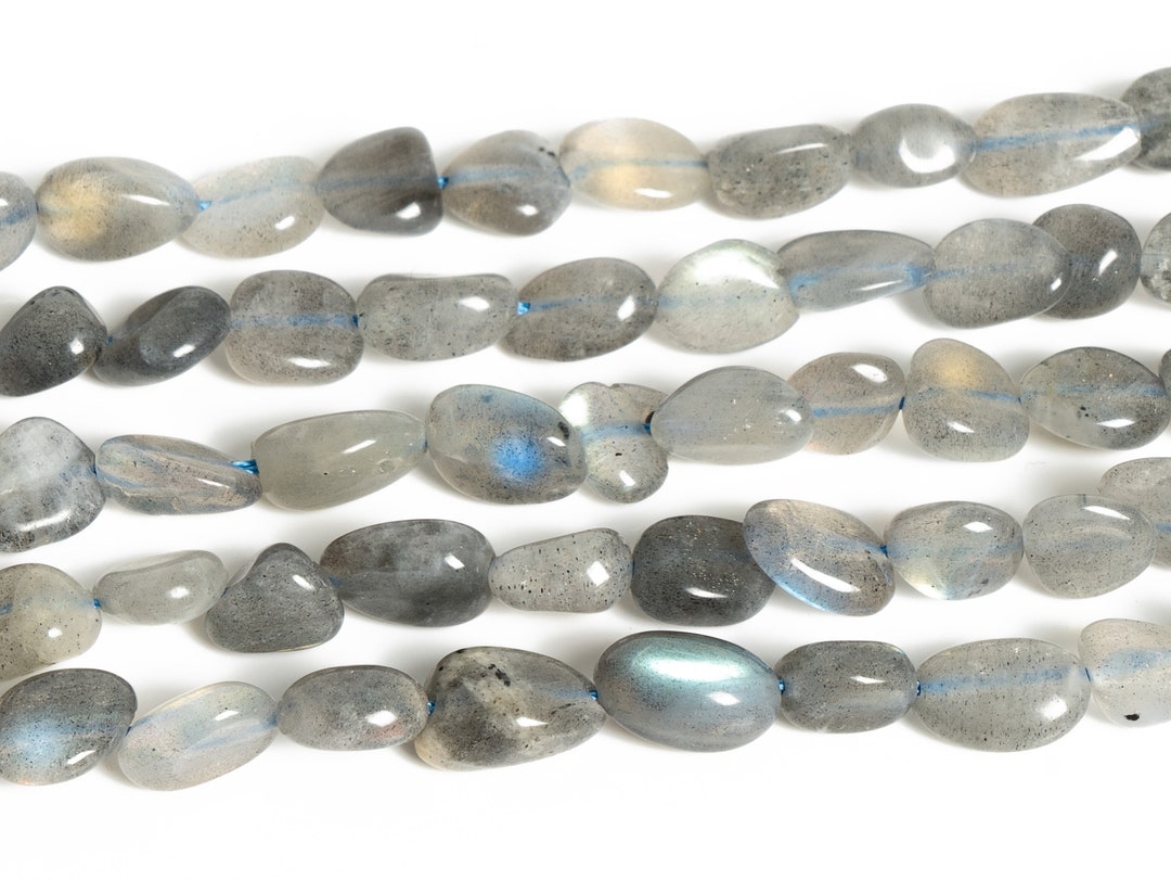 8-10MM Light Gray Labradorite Beads Pebble Nugget Grade A Genuine ...