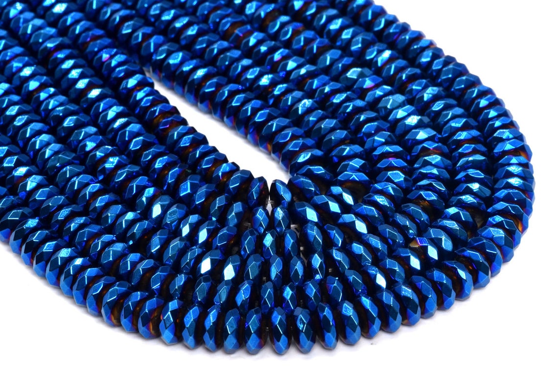 7x3mm Blue Hematite Beads Grade AAA Natural Gemstone Faceted - Etsy UK