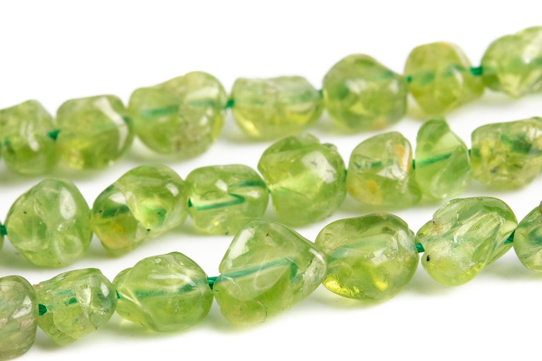4-7MM Peridot Beads Pebble Chips Grade AA Genuine Natural Gemstone ...