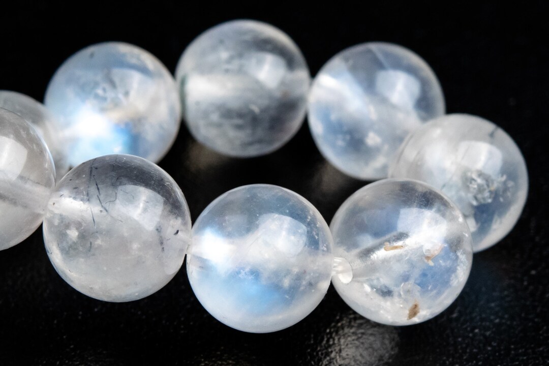 ONLY ONE 6-7MM Transparent Rainbow Moonstone Tourmaline Inclusions ...