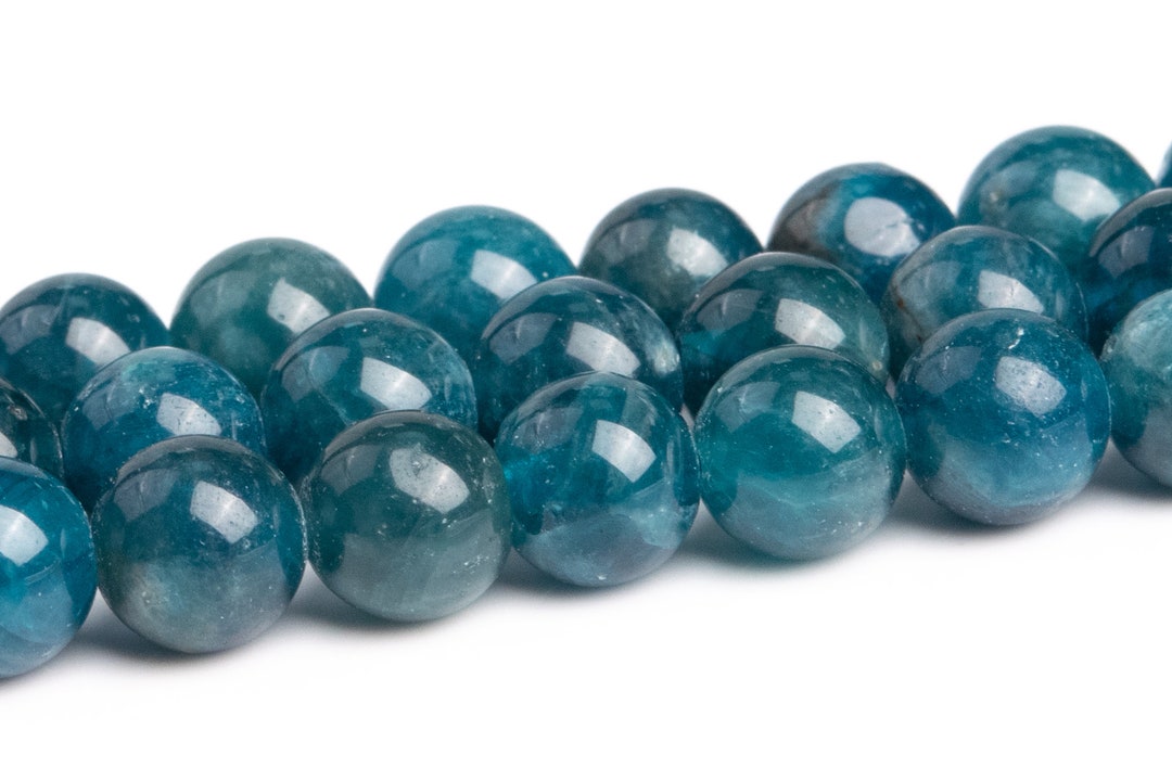 Deep Blue Apatite Beads Genuine Natural Grade AA Gemstone Round Loose ...