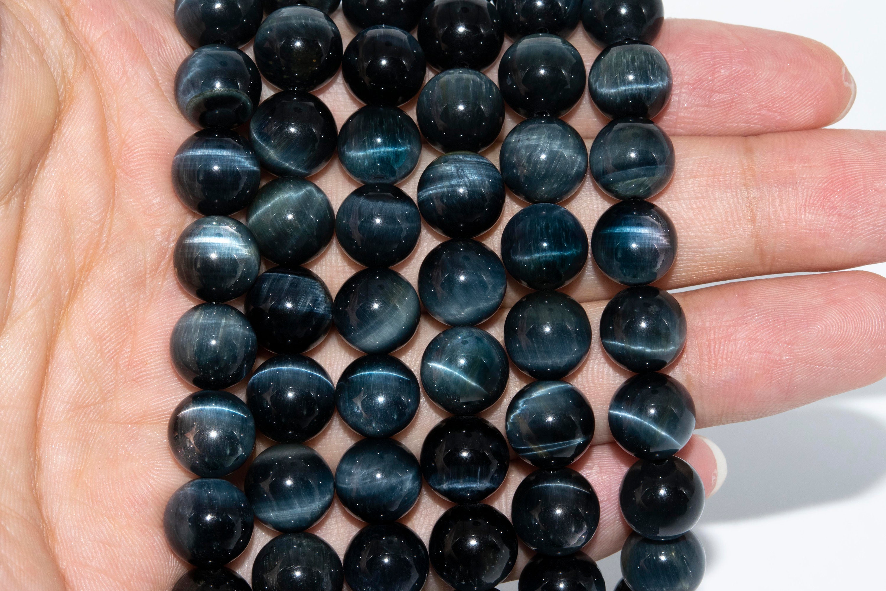 Hawk Eye Blue Tiger Eye Beads Genuine Natural Grade AA Gemstone Round ...