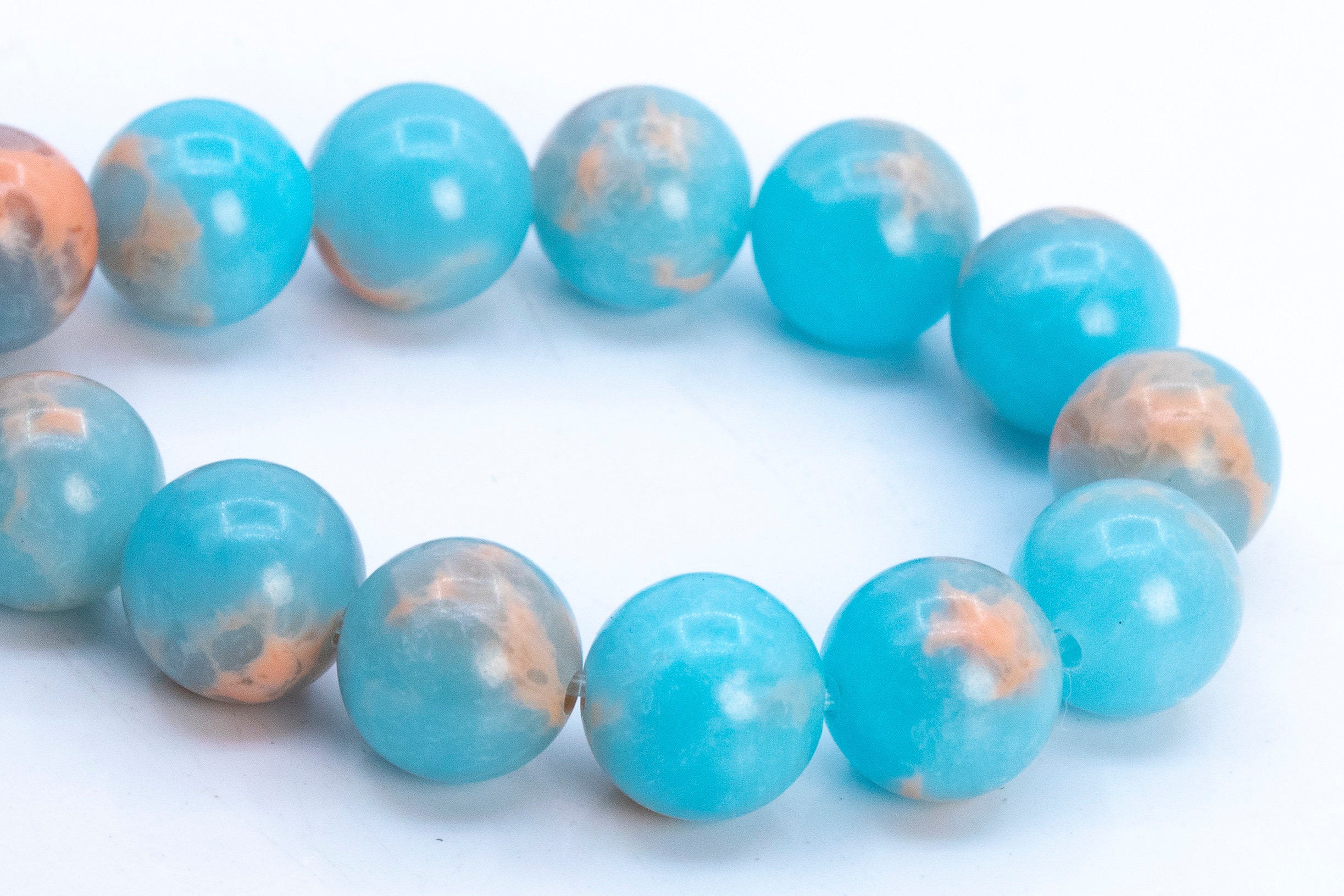 7-8MM Light Blue Imperial Jasper Beads Grade AAA Gemstone Full - Etsy
