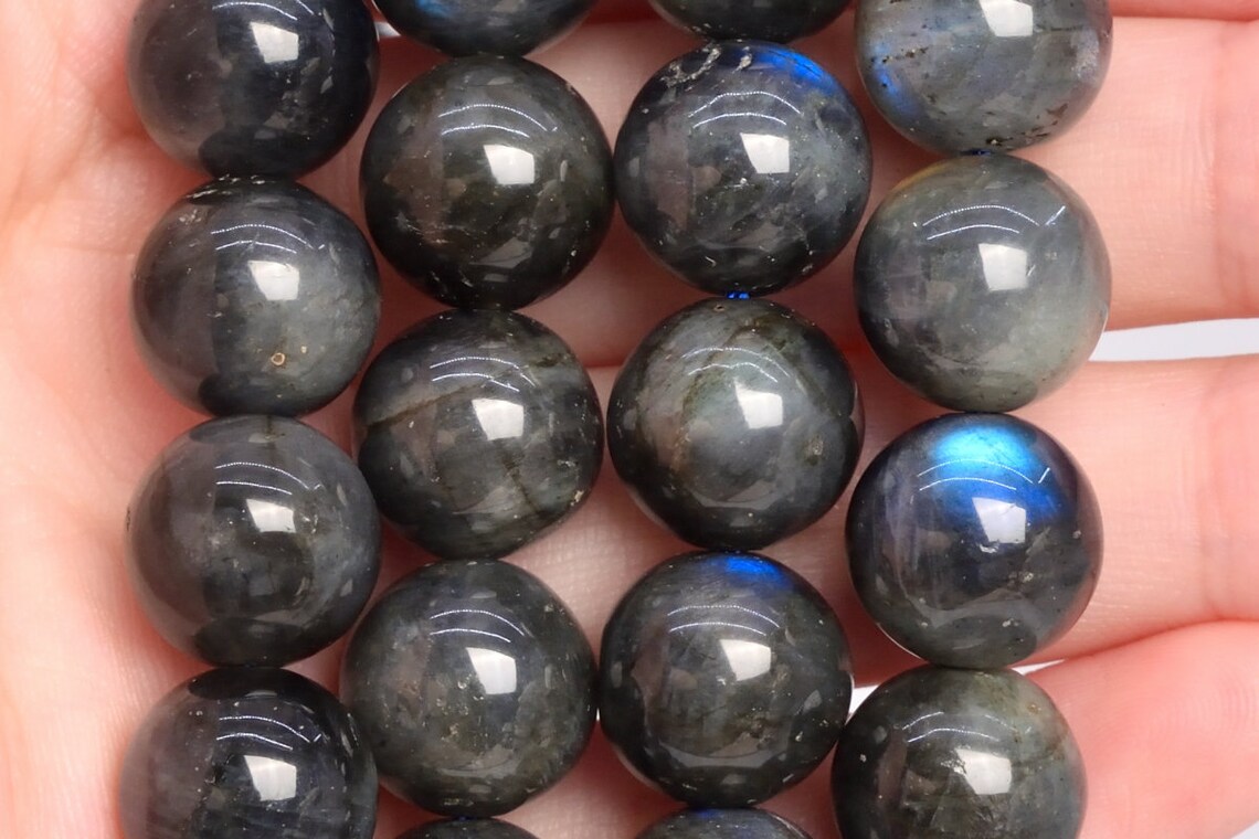 11MM Deep Gray Labradorite Beads Madagascar Grade AB Genuine - Etsy