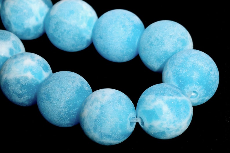 Matte Blue Sky Larimar Quartz Beads Grade A Synthetic Gemstone Round ...
