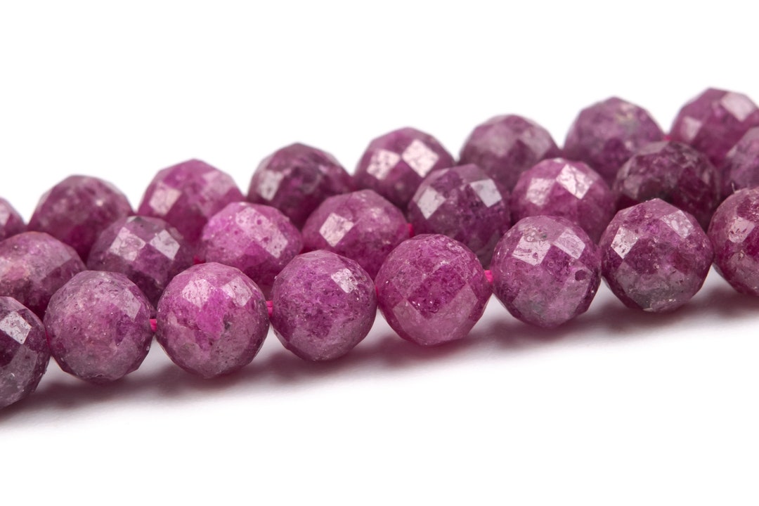5MM Purple Red Ruby Beads Grade AA+ Genuine Natural Gemstone Faceted ...