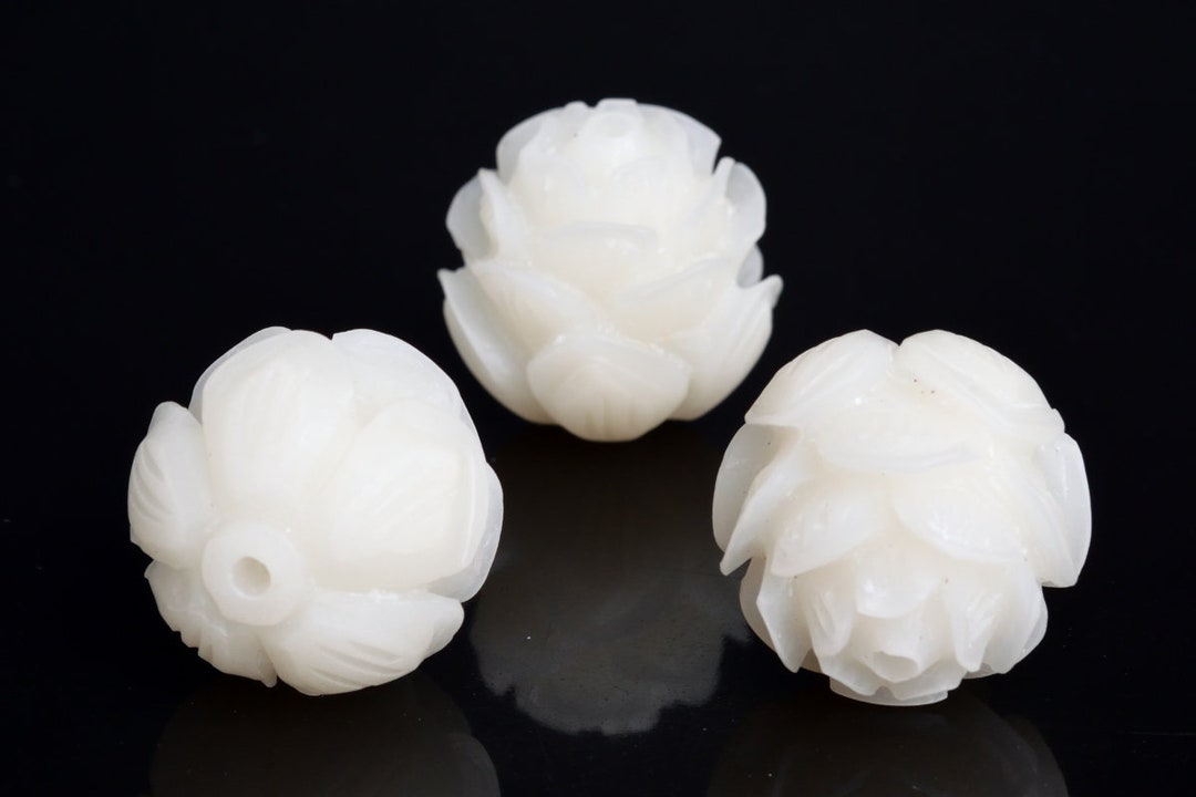 1 Pcs 22MM Natural Bodhi Root Handcrafted Beads Four Layer Lotus Flower ...